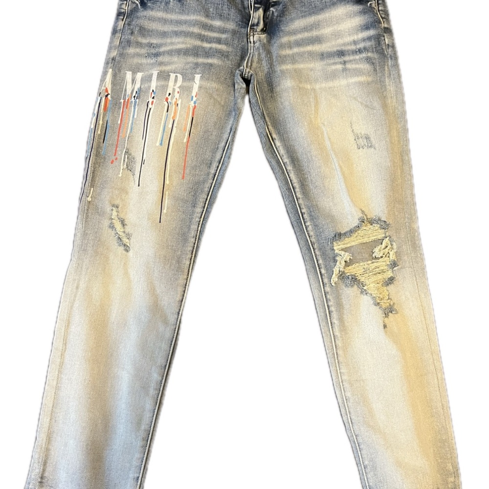 Amiri Distressed Light Blue Jeans For Men - Gem